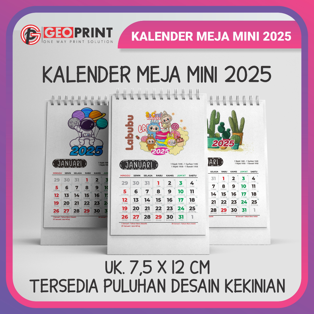 Jual KALENDER MEJA MINI UKURAN 7,5 x 12 cm Dengan 26 Pilihan Desain ...