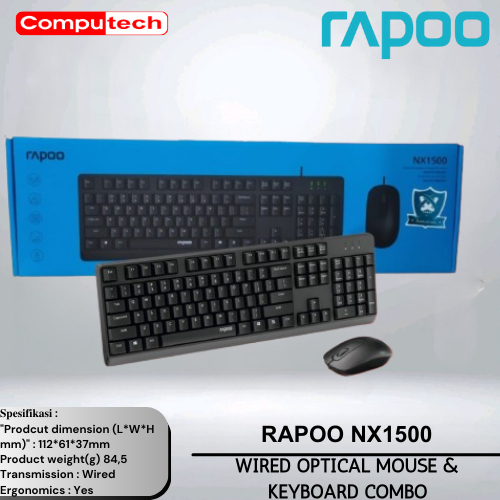 Jual Rapoo Wired Optical Mouse & Keyboard Combo NX1500 - Keyboard ...