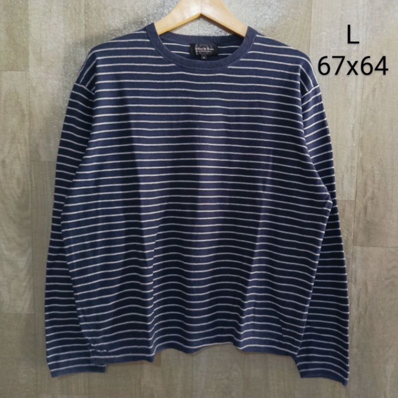 Jual Kaos Panjang Bilor&Son Salur Boxy Second Original 100% | Shopee ...