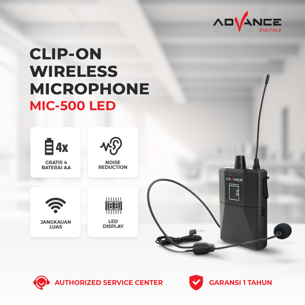 Jual Advance Mic-500 LED Mic Bando Wireless Mic Clip On / Microphone Eksternal Garansi Resmi 1 ...