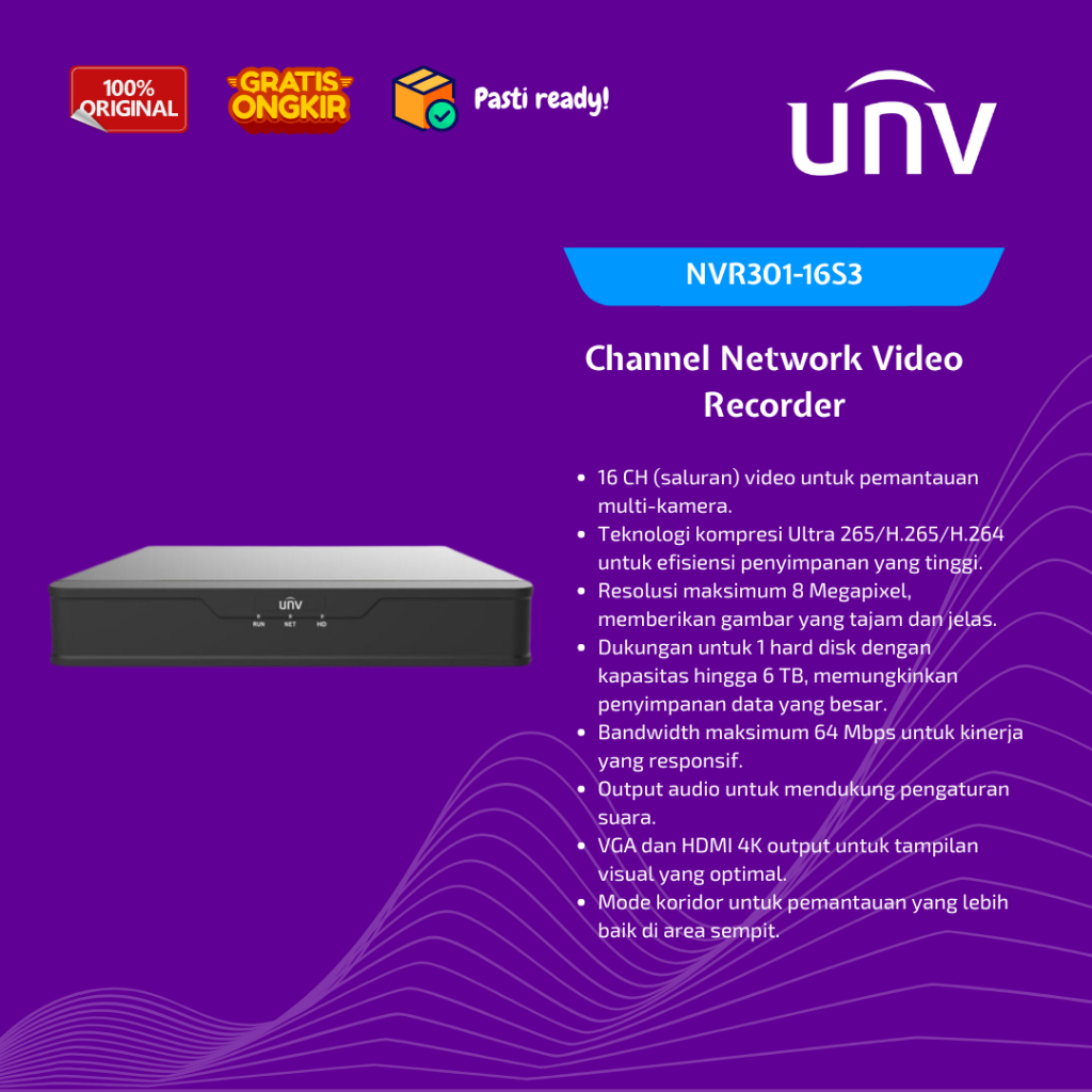 Jual Unv NVR301-16S3 Uniview 16 Channel Network Video Recorder | Shopee ...