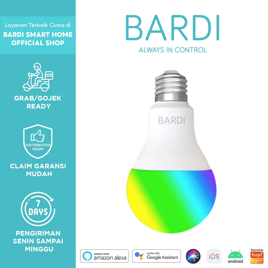 Jual BARDI Smart LED Light Bulb RGBWW 9W / 12W Wifi Wireless IoT Home ...