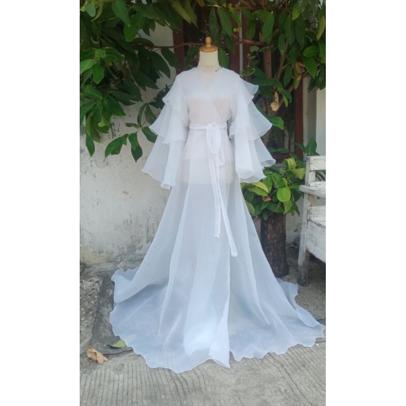 Jual robe pengantin / kimono pengantin / gaun robe pengantin organza ...