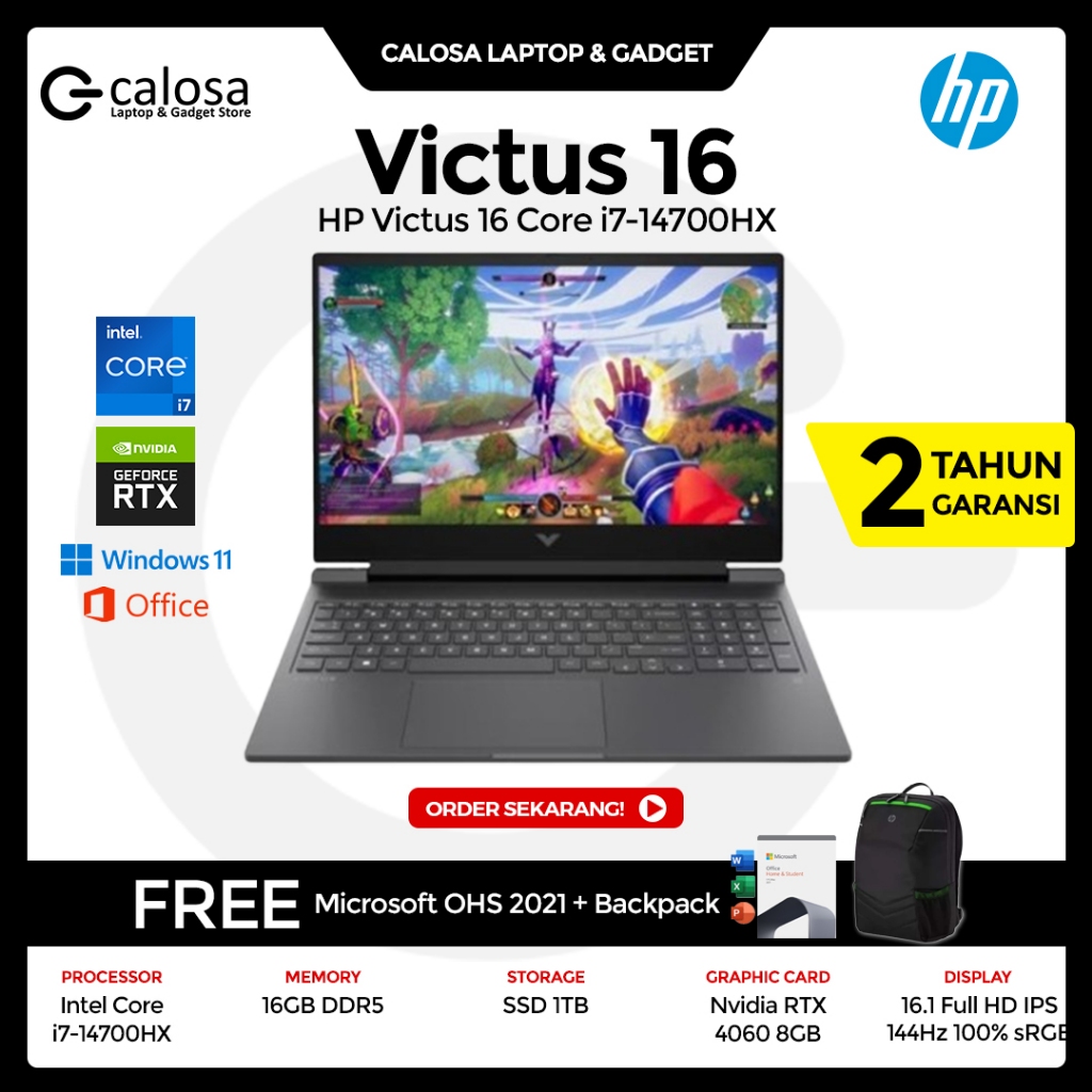 Jual HP Victus 16 r1008TX Intel i7-14700HX RAM 16/1TB RTX 4060 16,1 ...