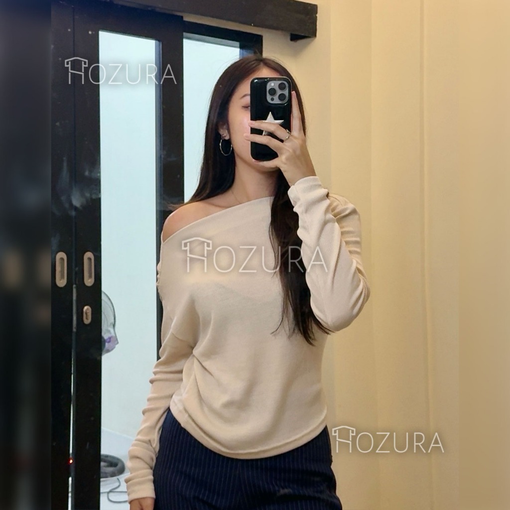 Jual Top Knit Shoulder Off/On Lengan Panjang Vanes - Long Sleeve Blouse ...