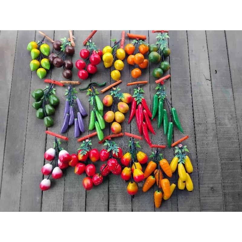 Jual [ ISI 6 BUAH ] BUAH & SAYUR GANTUNG DEKORASI DINDING HIASAN KAYU ...