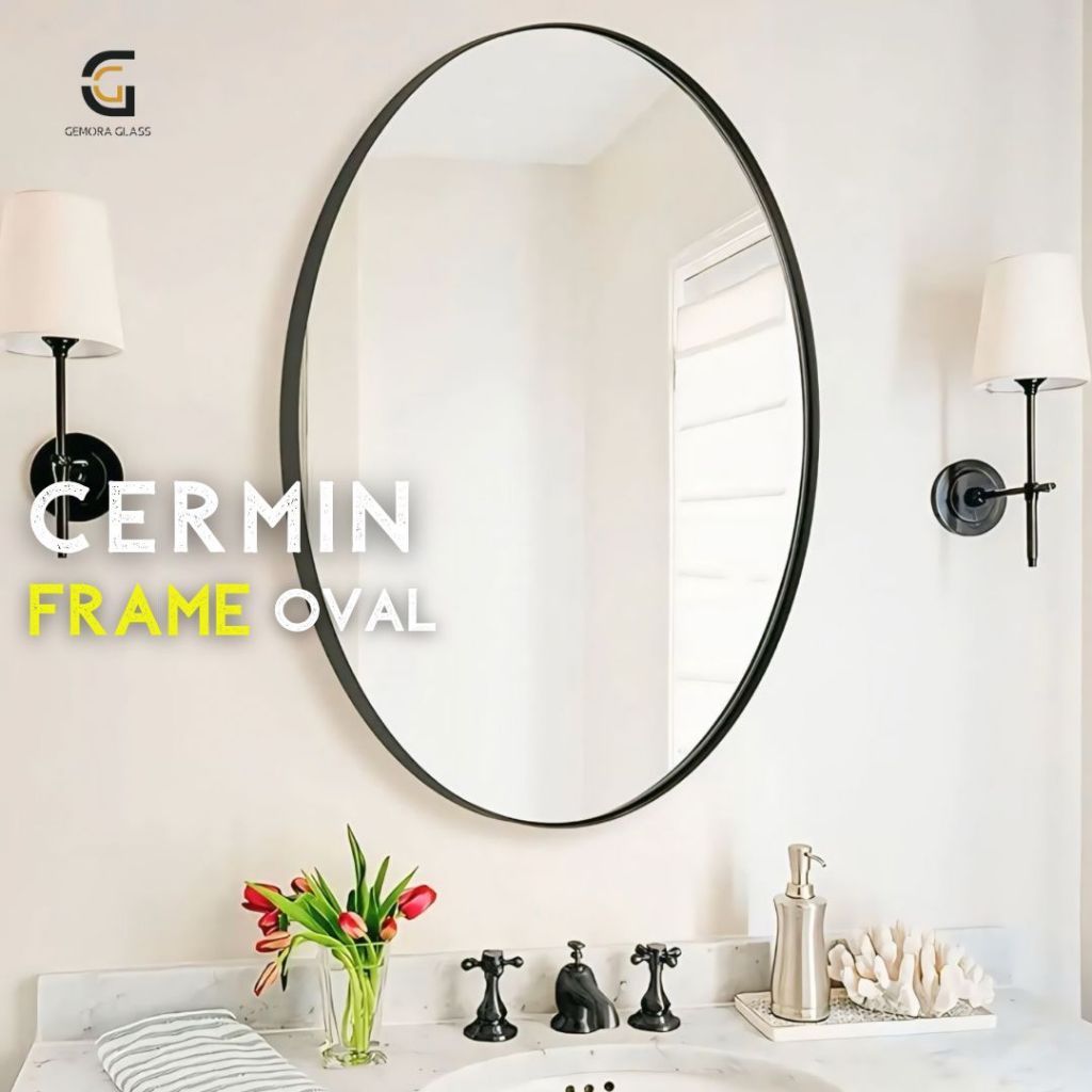 Jual Cermin Oval Dinding Aesthetic Frame Hitam Putih (GARANSI 100% ...