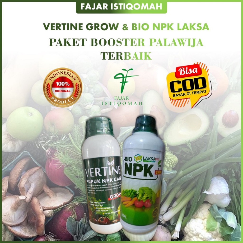 Jual paket 2 botol pupuk booster terbaik vertine grow & bio NPK laksa grow, booster tanaman ...