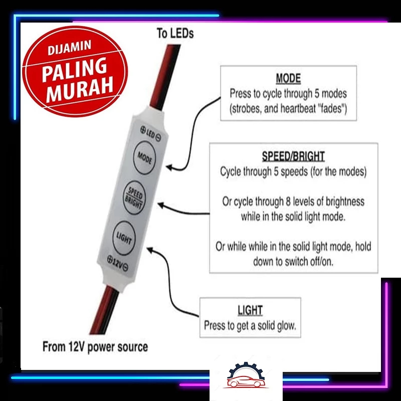 Jual LED Controller Dimmer Led Modul Pengatur LED Dimmer 12-24V 6A ...