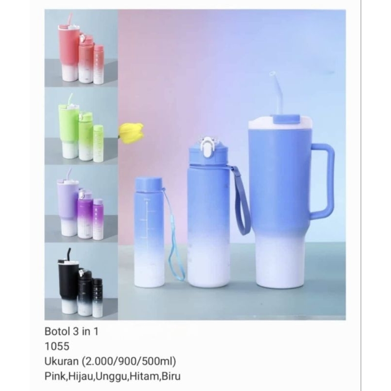 Jual Set botol minum gradasi ( 1300 ml+ 600 ml+ 260ml) 3in 1water ...