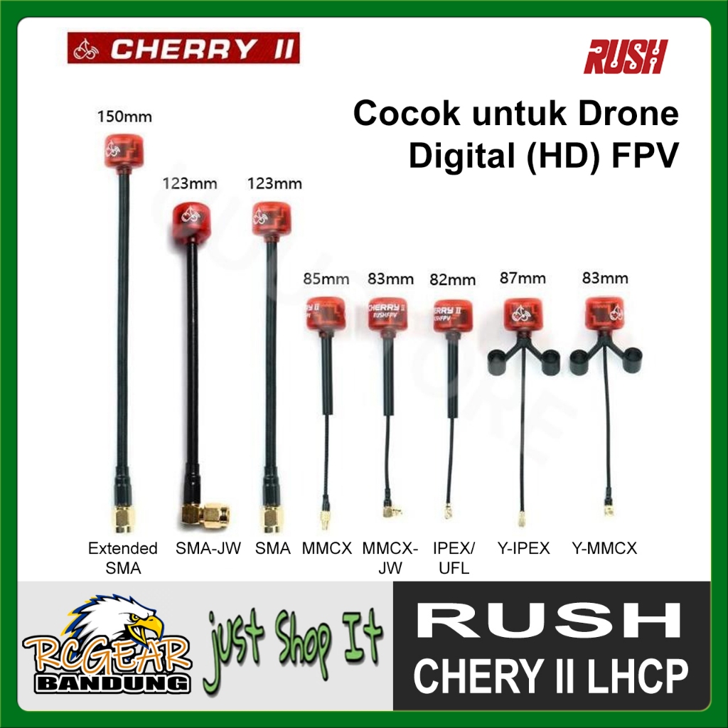 Jual RUSHFPV RUSH CHERRY 2 FPV ANTENNA II 5.8G LHCP SMA UFL IPEX MMCX for Digital FPV Drones ...