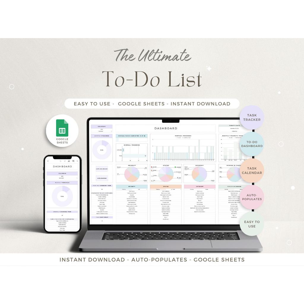 Jual To Do List Template Task Planner Spreadsheet Google Sheets Daily ...