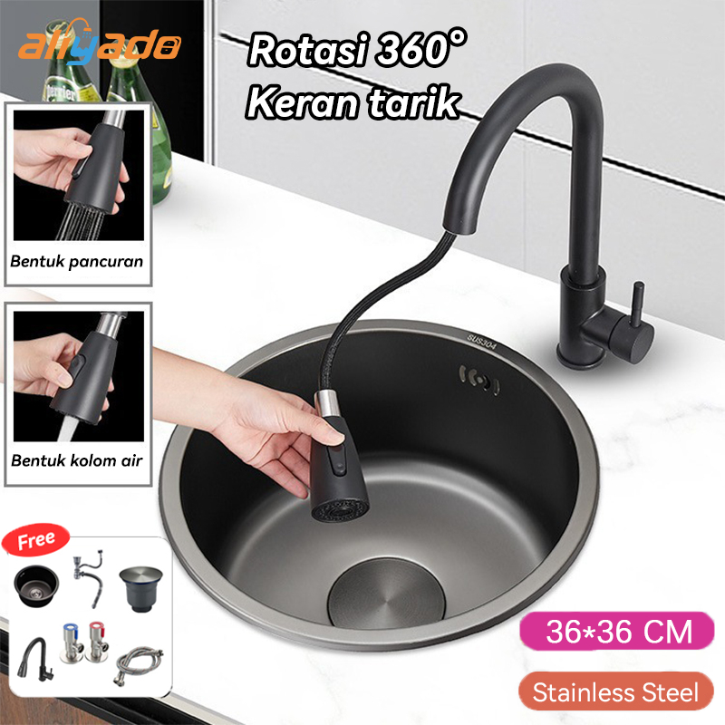 Jual ⭐Ready Kitchen Sink Round 304 Stainless Steel/Bak Cuci Piring ...