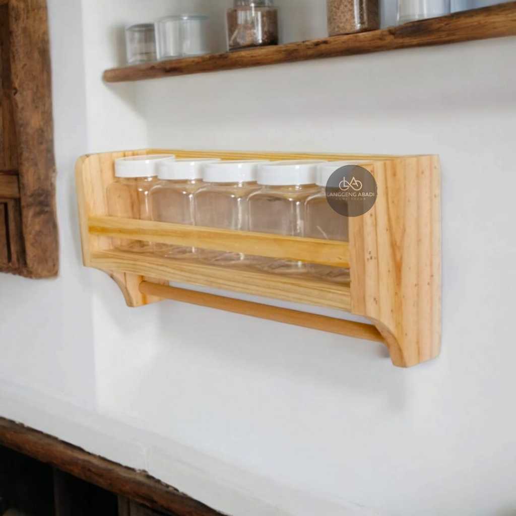 Jual Rak Gantung Hanger Minimalis 5 Toples Estetik / Rak Bumbu Kayu ...