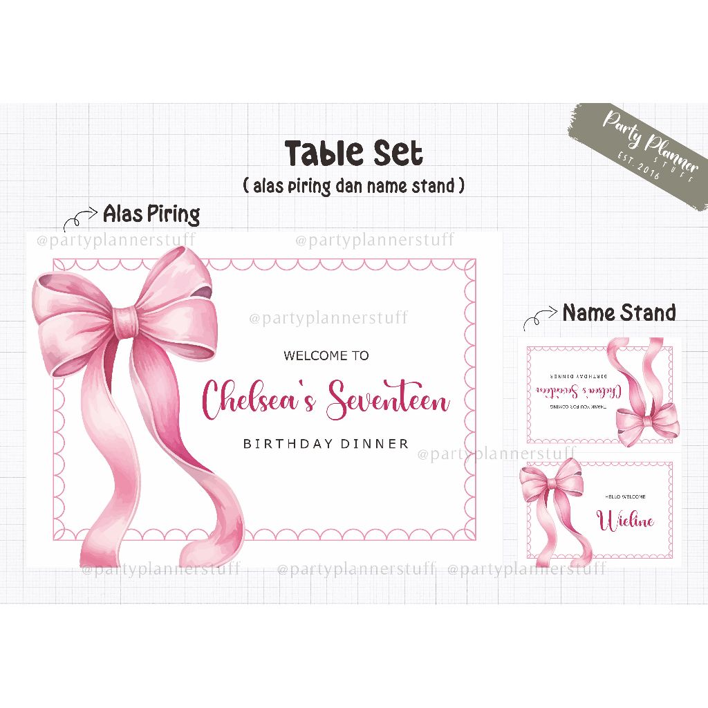 Jual Table set sweet seventeen birthday dinner table decor sweet 17th ...