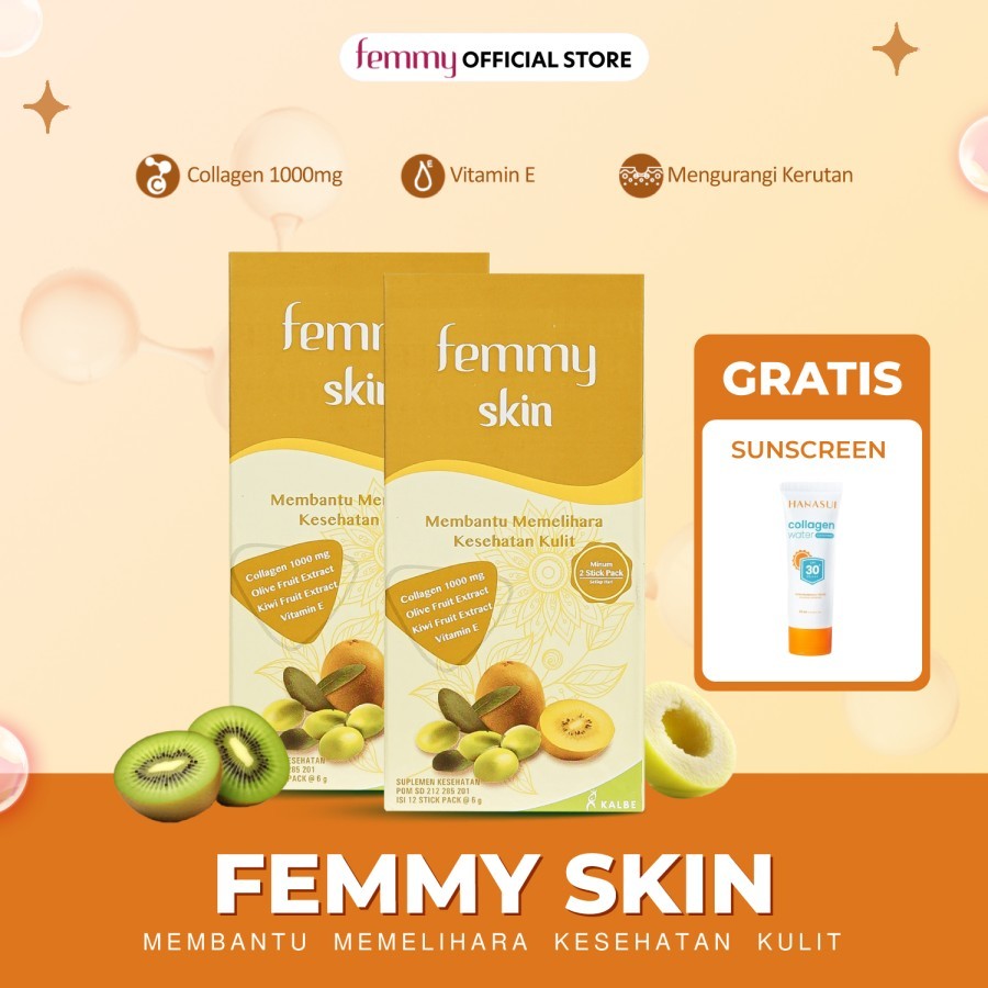 Jual Femmy Skin Collagen Drink - Isi 2 + FREE Suncreen | Shopee Indonesia