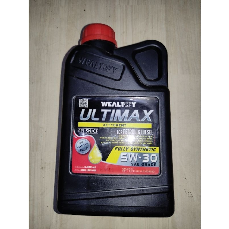 Jual Oli Mesin Wealthy Ultimax Fully Synthetic 5W-30 SN/CF Bensin/Diesel (1 liter) | Shopee ...
