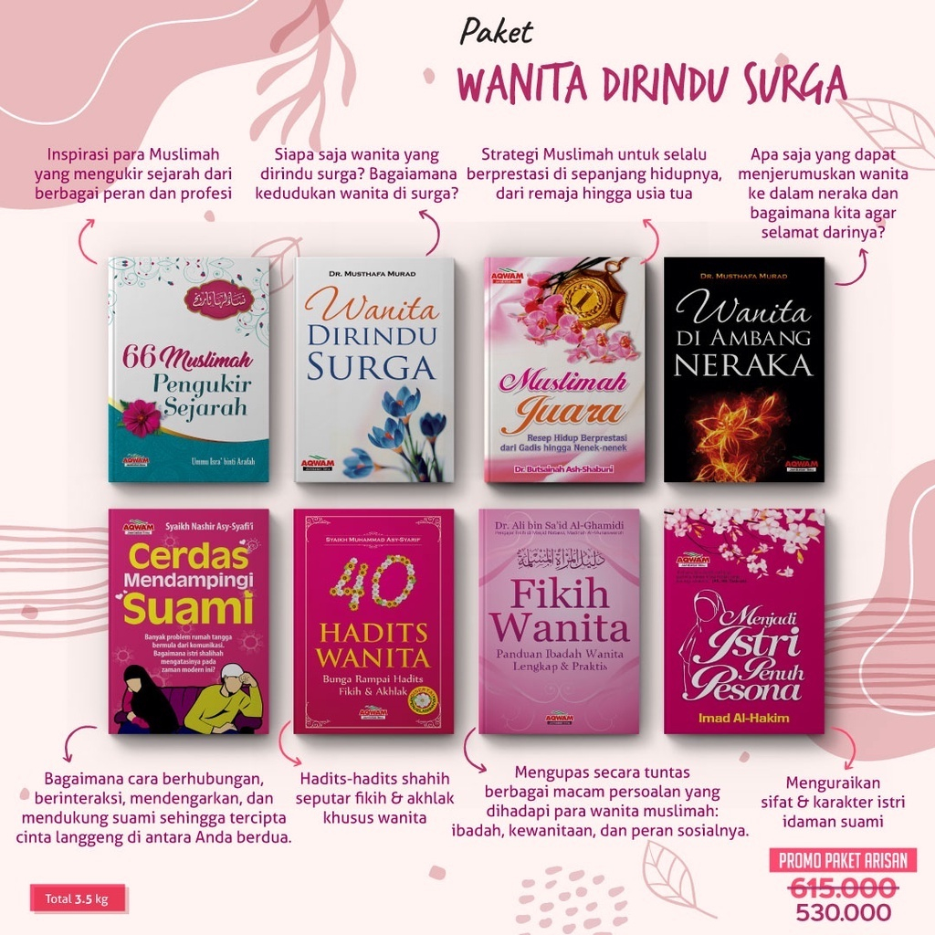 Jual paket Buku Wanita Surga 8 Buku (66 Muslimah:Wanita Surga:Wanita Neraka:Muslimah JUara ...
