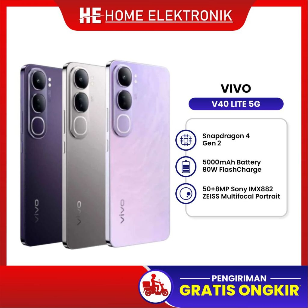 Jual Vivo V40 Lite 5G 8+256GB [+12GB Extended RAM] Original Garansi Resmi 1 Tahun Vivo Indonesia ...
