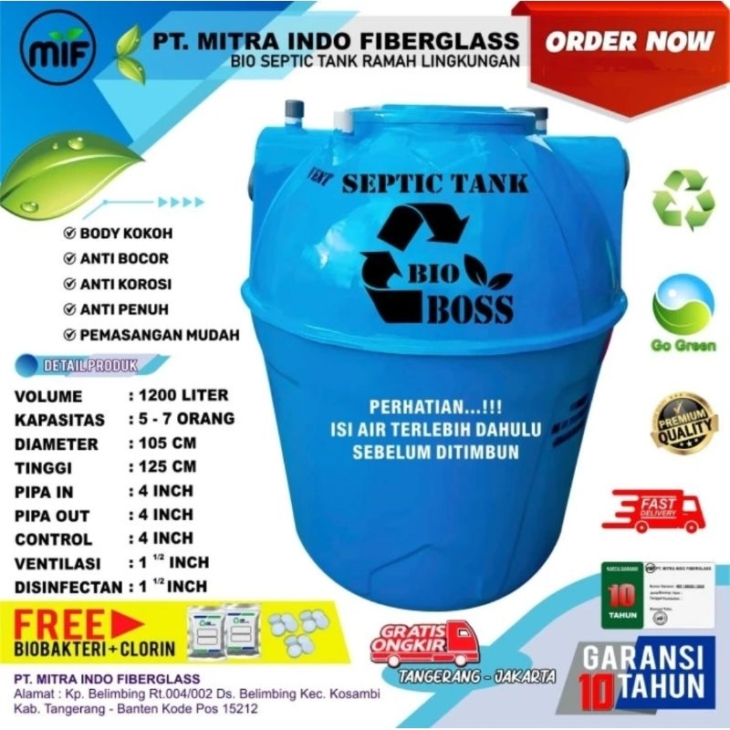 Jual septic tank 1200 liter.Biotech,Biofil,Biotank,Bioboss | Shopee ...