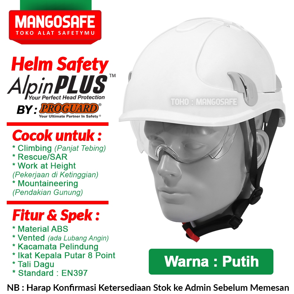Jual Helm Climbing Proguard ALPINPLUS warna Putih / Helm Proyek Safety ...