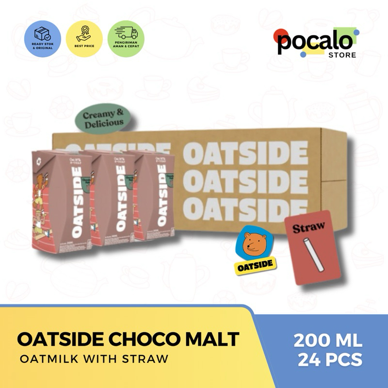 Jual Oatside Oat Milk Straw 200ML ( 24 pcs ) - Chocolate Malt | Shopee ...