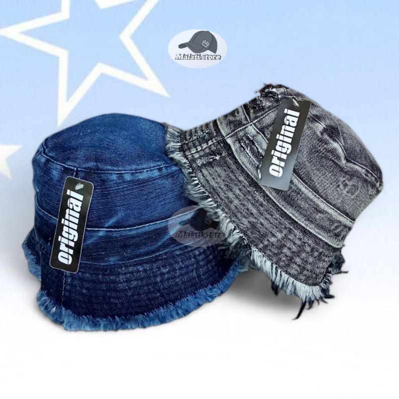 Jual Topi bucket hat jeans pria wanita premium terbaru topi bucket soft ...