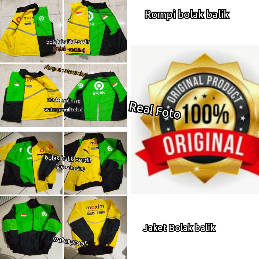 Jual JAKET DAN ROMPI GOJEK MAXIM BOLAK BALIK DUA AKUN BAHAN ORIGINAL ...
