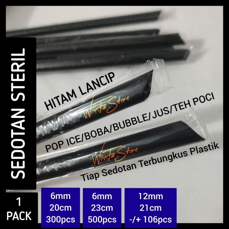 Jual Sedotan Pipet STERIL Hitam 6mm 12mm Pipet Sedotan Boba Bubble ...