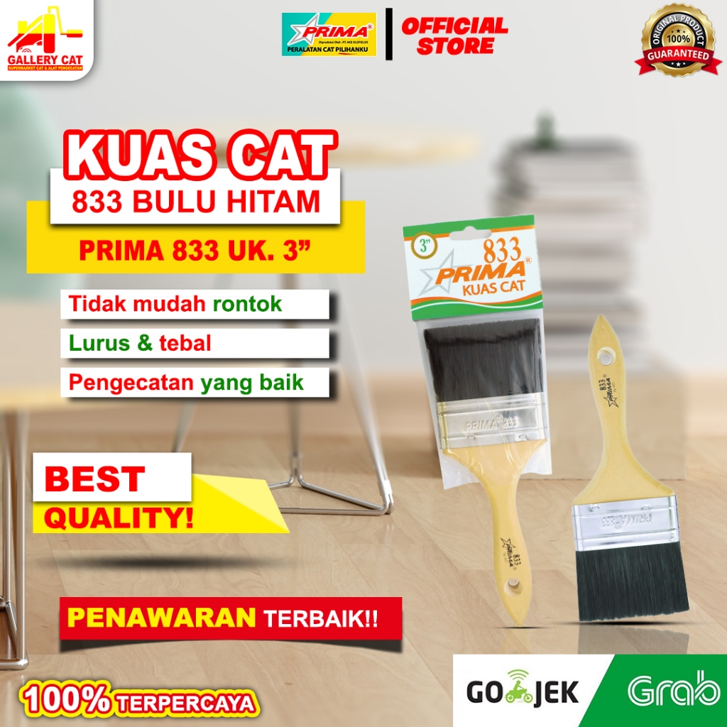 Jual KUAS CAT TEMBOK Prima 833 3 inch Bulu Hitam | Shopee Indonesia