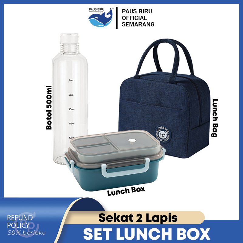Jual Set Kotak Makan dan Tas Bekal Sekolah Kerja - Lunch Box Set Tas Bekal Botol Minum Bekal ...