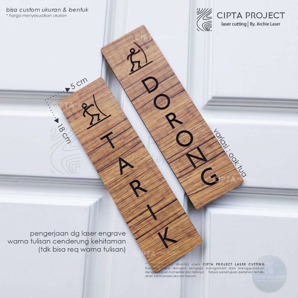 Jual Sign Push Pull Dorong Tarik Icon Kayu, Penanda Tarik Dorong ...
