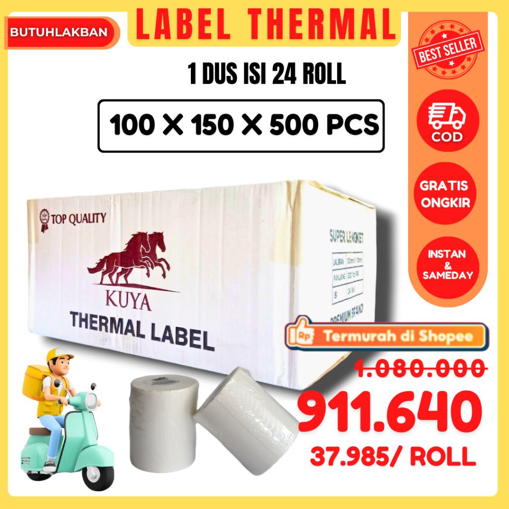 Jual KUYA KERTAS TERMAL ROLL | 100X150X500 | KARTON | Shopee Indonesia