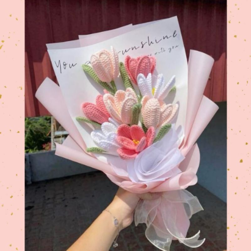 Jual Buket Bunga Rajut Tulip Mekar | Crochet Flowers Bouquet Tulip ...