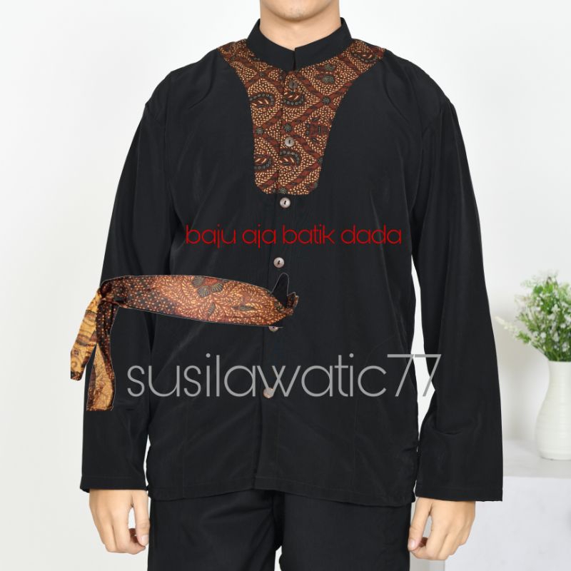 Jual pak SETELAN PANGSI DEWASA // SETELAN BAJU ADAT SUNDA atasan + celana + BONUS IKAT KEPALA ...