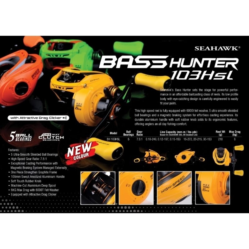 Jual Reel BC Seahawk Bass Hunter/Bass Strike/Air Blade LX 103 HSL ...