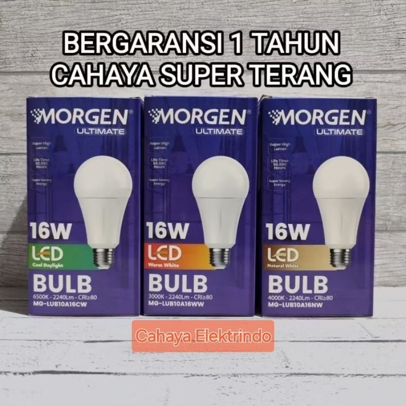 Jual LAMPU LED MORGEN BULB ULTIMATE 16W / 16 WATT PUTIH, SEMI KUNING, KUNING GARANSI 1 TAHUN SNI ...