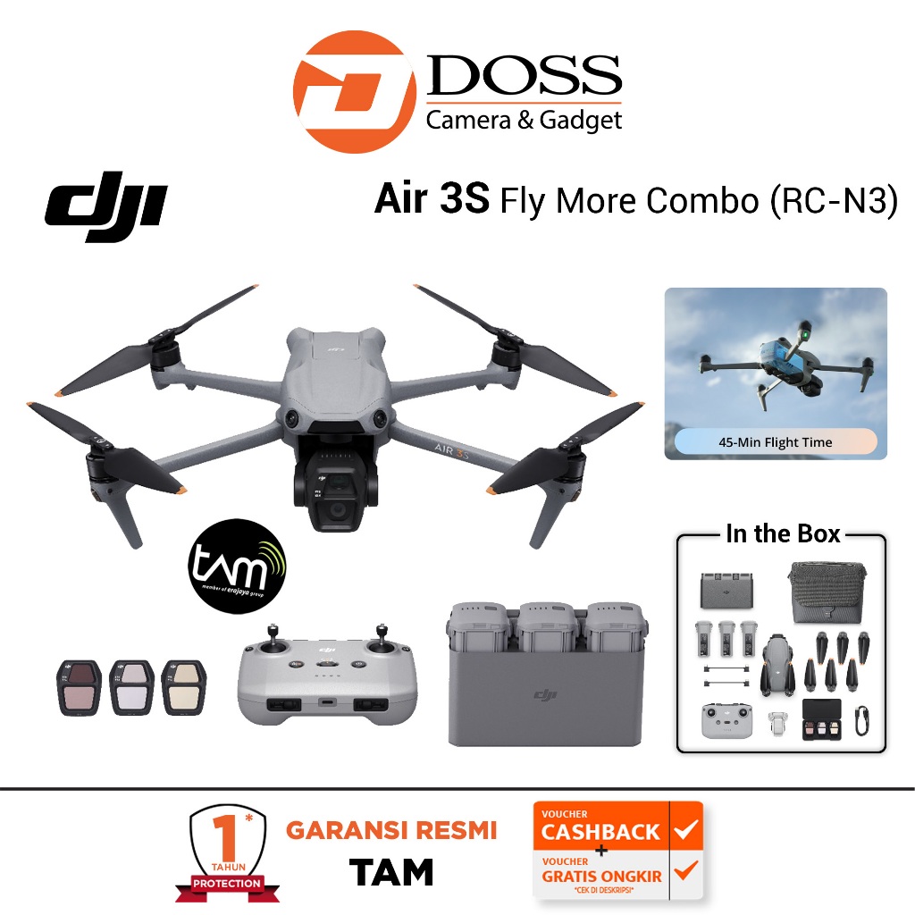 Jual DJI Air 3S Drone Fly More Combo (RC-N3) - Camera Drone | Shopee ...
