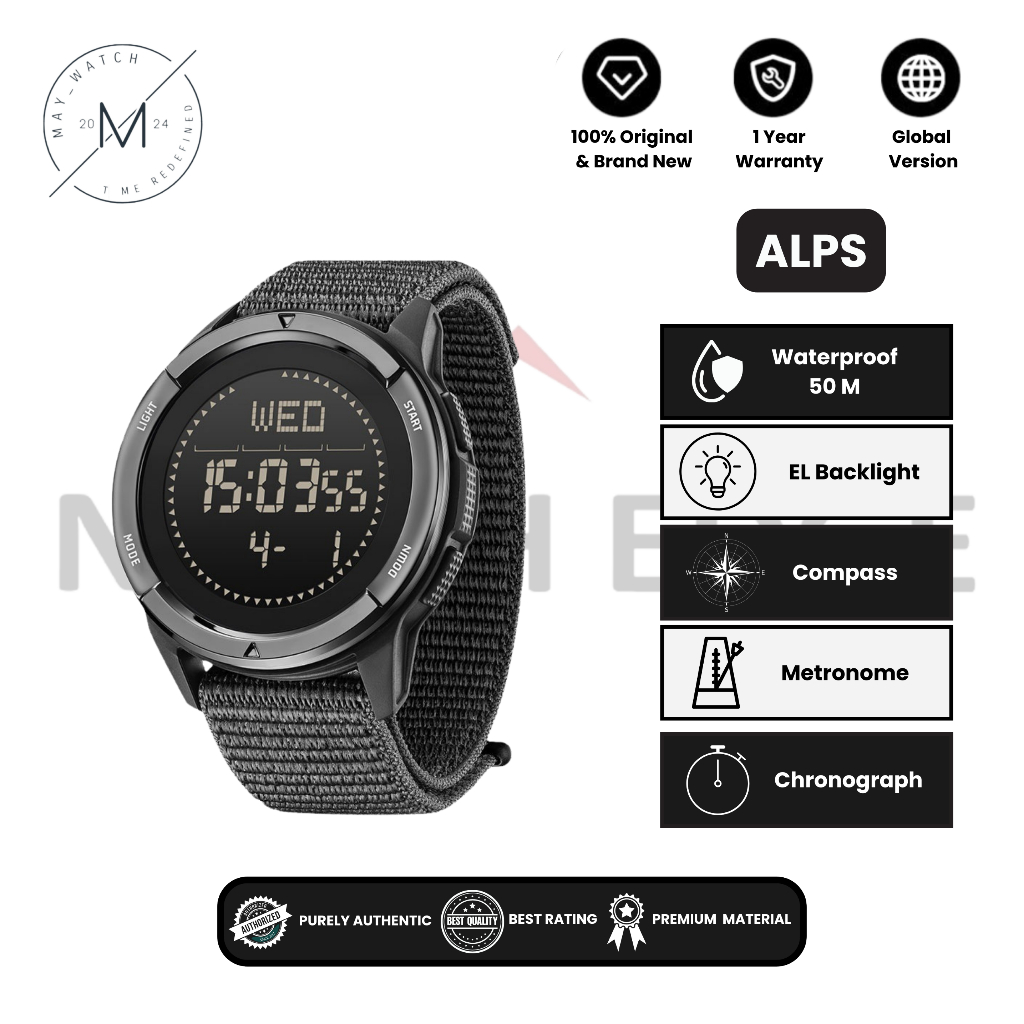 Jual NORTH EDGE ALPS Original Men's Carbon Fiber Compass Watch Nylon ...
