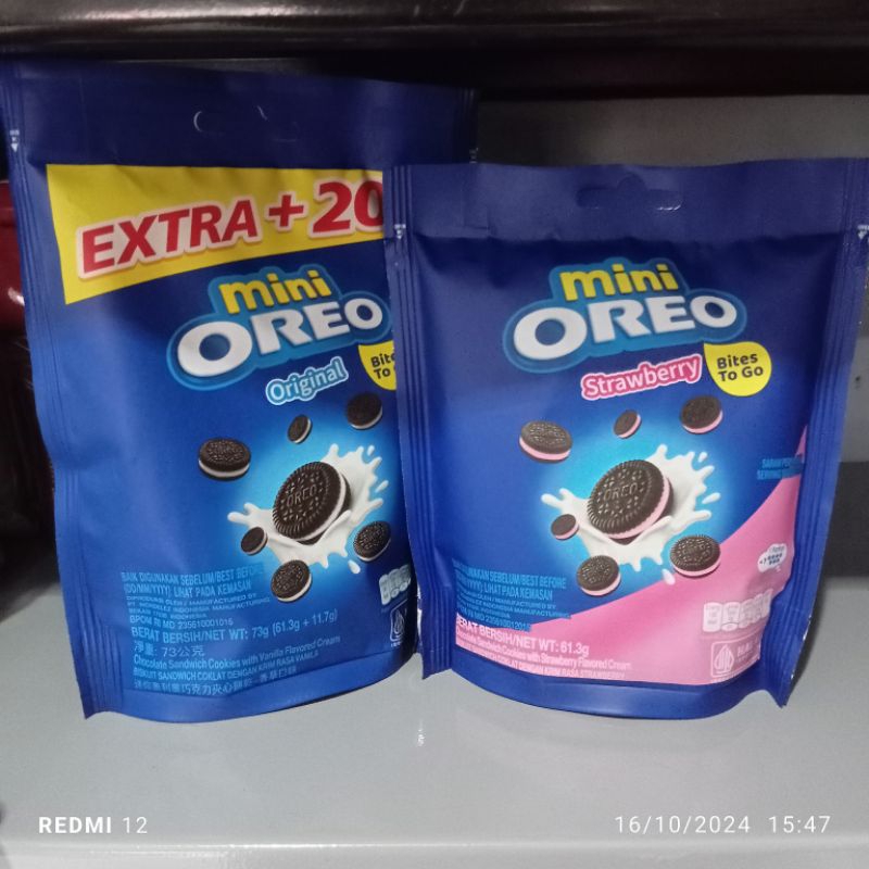 Jual MINI OREO pouch 61.3gr cokelat chocolate sandhwich cookies venilla ...