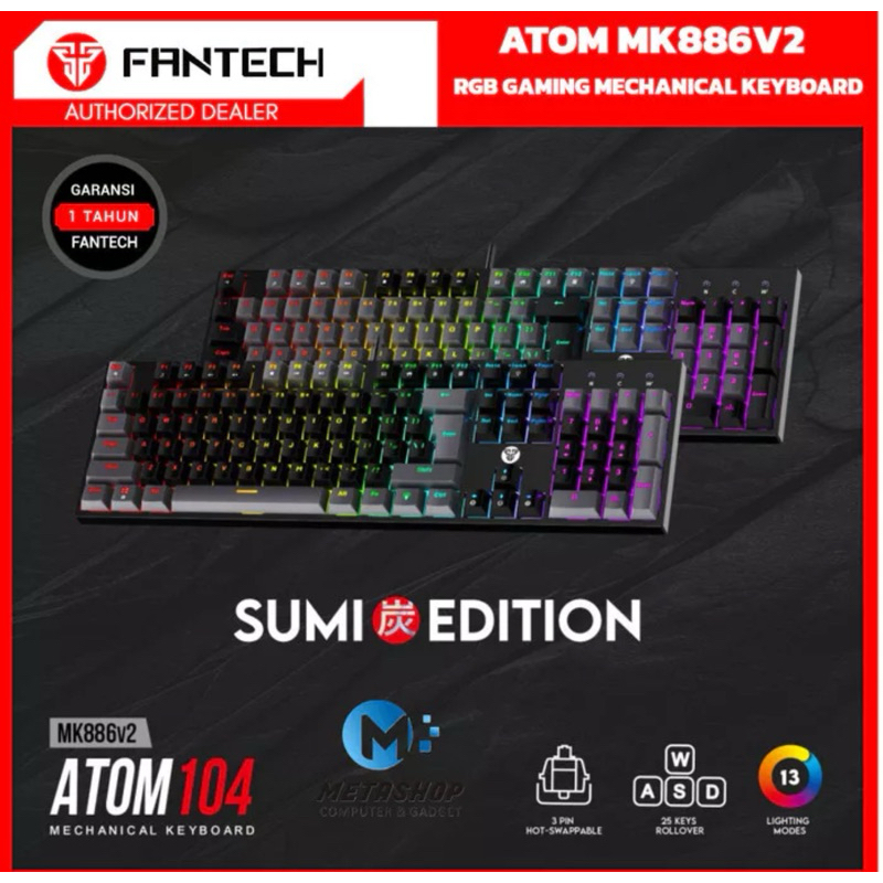 Jual Keyboard Gaming Fantech ATOM 104 Mechanical Mk886 V2 Sumi Edition ...