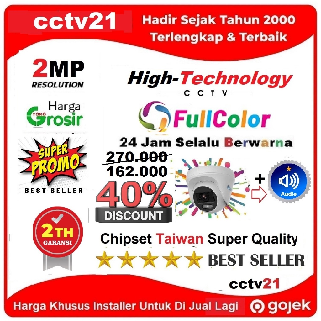 Jual CCTV Camera Real 2MP ColorVu Audio - indoor HighTechnology 24Jam Berwarna Harga Promo ...