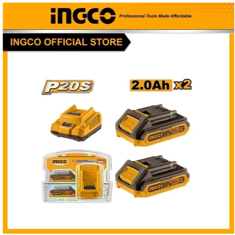 Jual Paket Baterai P20S INGCO 2Ah 20V Fast Charger 2A INGCO FBCPK1222 ...