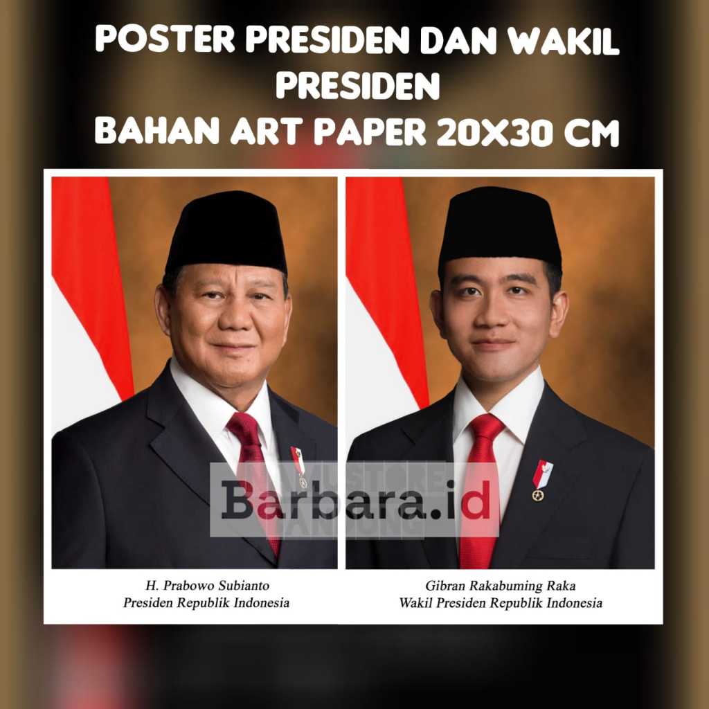 Jual POSTER PRESIDEN DAN WAKIL PRESIDEN BAHAN ART PAPER 20X30 CM MURAH ...