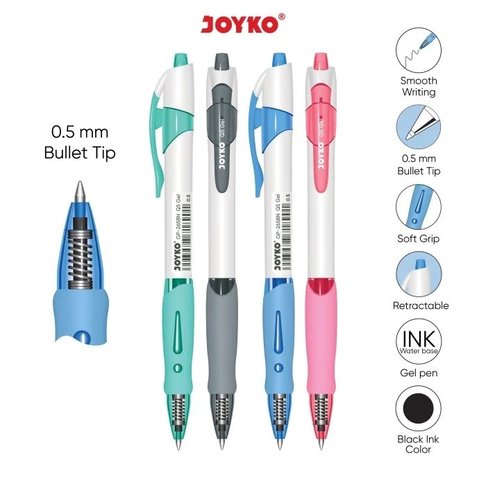 Jual Pulpen Gel Joyko Gp-265 BN Tip 0.5 mm Gel Pen Retractable Pastel - Satuan | Shopee Indonesia