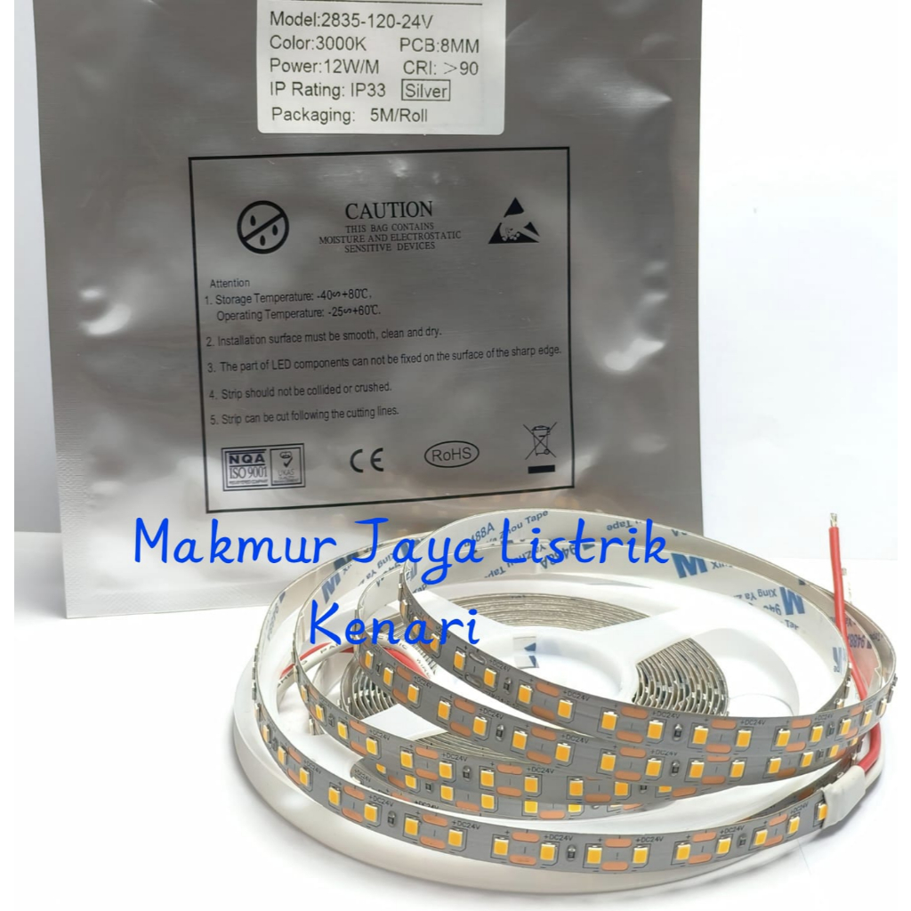 Jual Lampu Led Strip 120 mata 24 v dc 2835 mata rapat 5 meter 1 roll ...