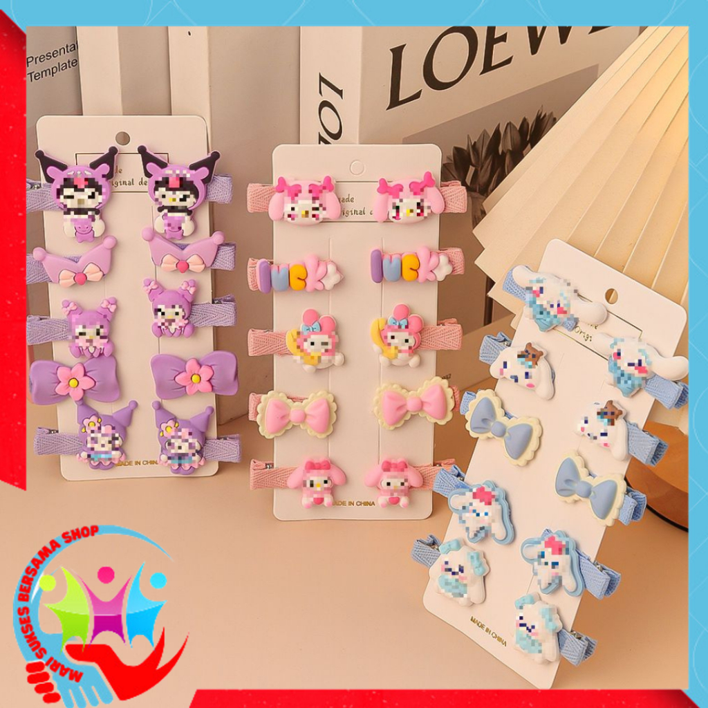 Jual MSBS Jepit Rambut Anak 10 in 1 Karakter Kartun Set Penjepit Rambut ...