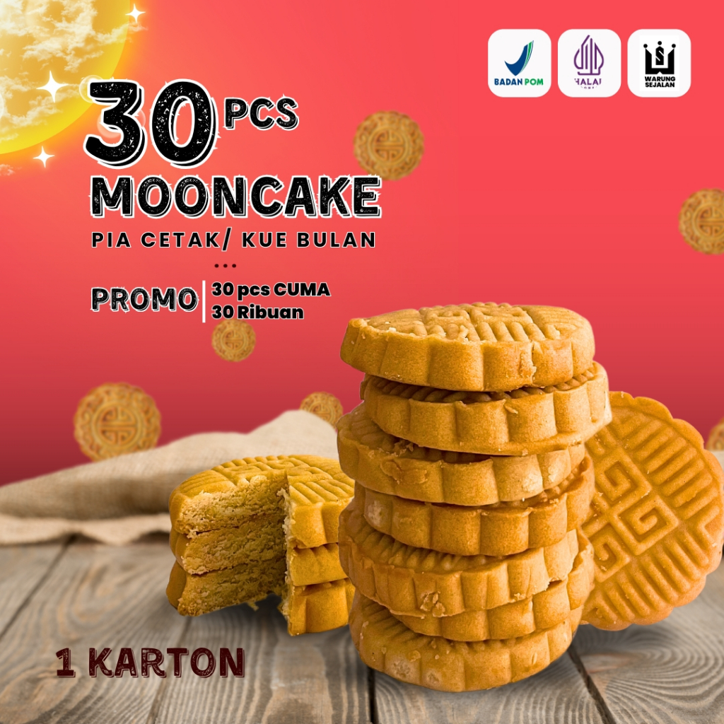 Jual 30 PCS MOONCAKE PIA BULAN PIA PULEN ATAU KUE BULAN BAKPIA BULAN ...