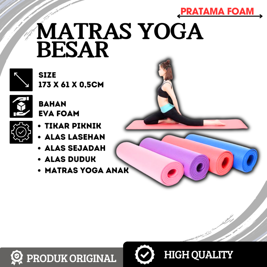 Jual Matras Yoga Mat Tebal Senam Matt Camping Dewasa Pilates Anti Slip ...
