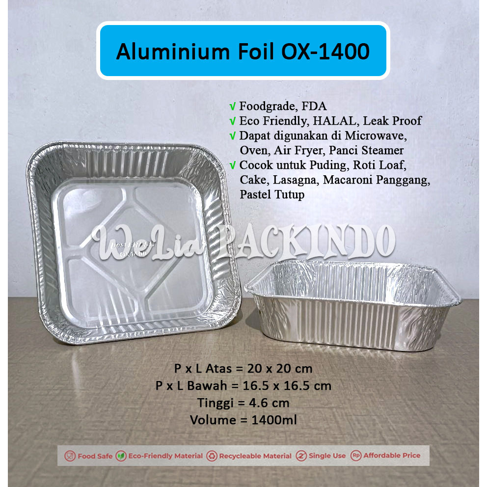 Jual Aluminium Foil Tray Cup Tipe OX-1400 untuk Mentai Lasagna Spaghetti Macaroni Pastel Tutup ...